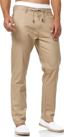 Indicode Herren Veneto Stoffhose aus Leinen & Baumwolle | Leinenhose Freizeithose Männer Cornstalk, 3XL