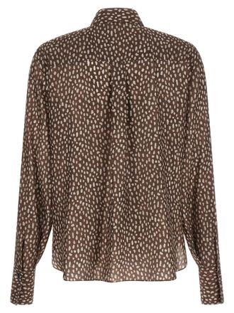 Brunello Cucinelli Lavalli&egrave;re Collar Silk Shirt - Brown