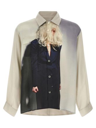 Undercover Photographic Print Rayon Shirt - Beige