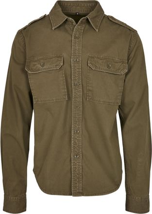 Build Your Brand Mens B9373-Vintage Longsleeve T-Shirt, Olive, XL