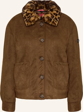 Frieda & Freddies Frieda & Freddies Jerseyjacke Aluna In Lederoptik Mit Abnehmbrem Kunstfell-Kragen braun