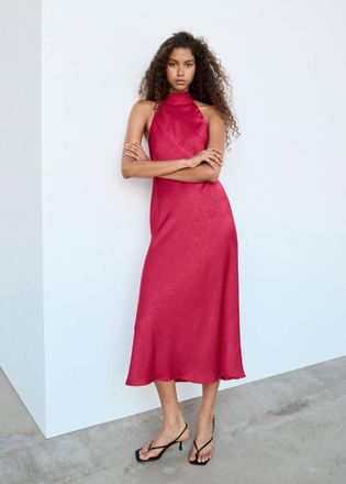 Mango Robe satin&eacute;e emmanchures am&eacute;ricaines fuchsia - Femme - XS - MANGO