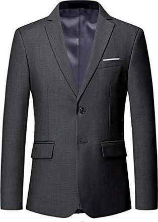 AlltheMen Blazer Homme Veste de Costume 2 Boutons Slim Fit Sportif pour Affaires Mariage Loisirs Gris XXL