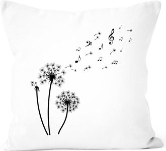 Autiga Kissenbezug Pusteblume Musiknoten Noten Musik Dandelion Kissen-H&uuml;lle Deko-Kissen Baumwolle quadratisch wei&szlig; Unisize