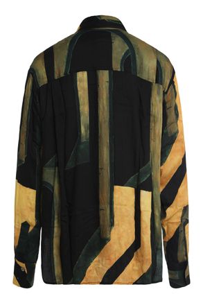 Louisa Ballou Womens Printed Long-Sleeved Viscose Shirt Black