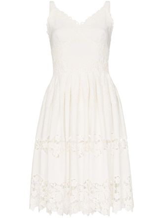 Dolce & Gabbana robe mi-longue à fleurs brodées - Blanc