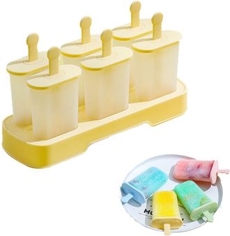 Generic Eisformen zum Selbermachen, 6 Stück, leicht zu lösen, BPA-frei, spülmaschinenfest (gelb)