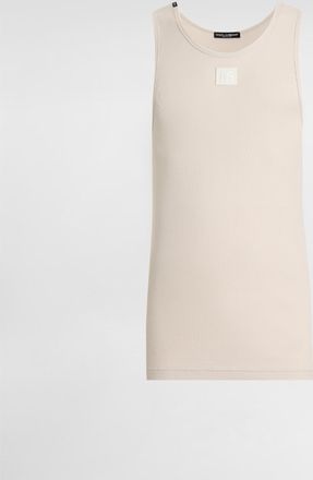 Dolce & Gabbana Ribbed Tank Top - Mann T-shirts Und Polos Beige Baumwolle 44