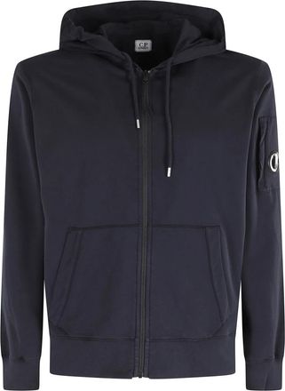 C.P. Company C.p. Company, Homme, Sweatshirts et sweats &agrave; capuche, Bleu, Taille: M Light Fleece Zip Hooded Lens SweaT-shirt