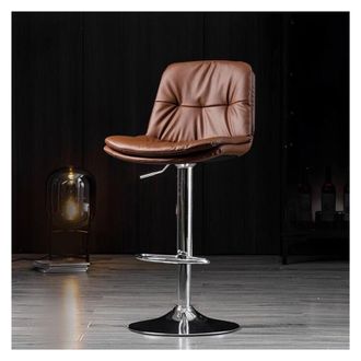 Generic Verstellbarer Drehhocker mit Ledersitz und -lehne, Tresenstuhl f&uuml;r K&uuml;cheninsel, Fr&uuml;hst&uuml;cksbar-Set (1 St&uuml;ck)