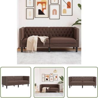 vidaXL vidaXL Chesterfield-Sofa 2-Sitzer Braun Kunstleder
