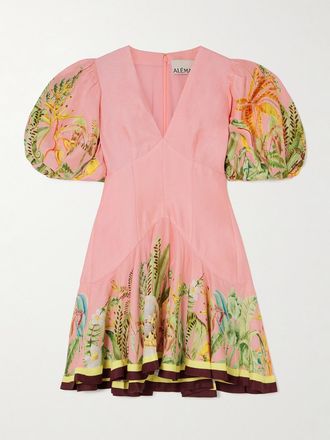 Alemais Papaya Minikleid Aus Einer Bedruckten Leinenmischung - Pink