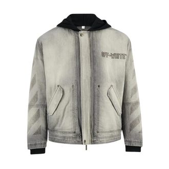 Off-white Aviator Fleece Denim Jacket - - Jackets - Herren - Grau - S