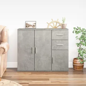 vidaXL Credenza Grigio Cemento 91x29,5x75 Cm In Legno Multistrato - Vidaxl
