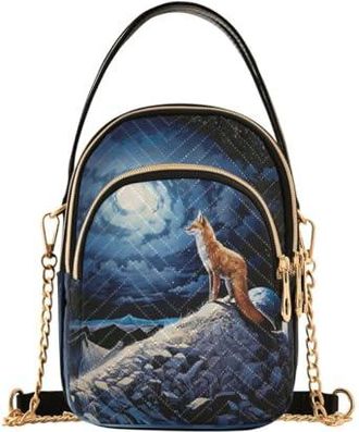 Mnsruu Moon Fox Cloud Star Petit sac &agrave; main en cuir pour femme