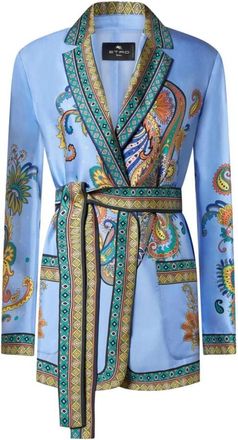 Etro Femme, Vestes, Multicolore, Taille: 36 FR Veste portefeuille en twill de soie