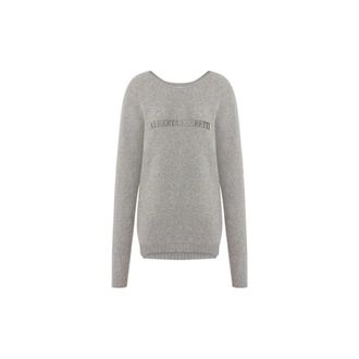 Alberta Ferretti Femme, Pulls, Gris, Taille: 40 FR Logo Cashmere Sweater