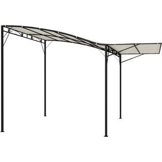 OUTSUNNY Pergola tonnelle de jardin avec auvent r&eacute;glable m&eacute;tal &eacute;poxy polyester haute densit&eacute; cr&egrave;me