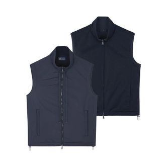 Paul & Shark Homme, Vestes, Bleu, Taille: L Gilet R&eacute;versible en Laine, Soie et Microfibre