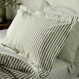 furn. Yard Hebden M&eacute;lange Stripe Kissenbezug-Paar - Olivgr&uuml;n, Olive