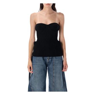 Jean Paul Gaultier Schwarzes Gestricktes Bustier-Top Aw25 - - Tops - Damen - Schwarzk - M