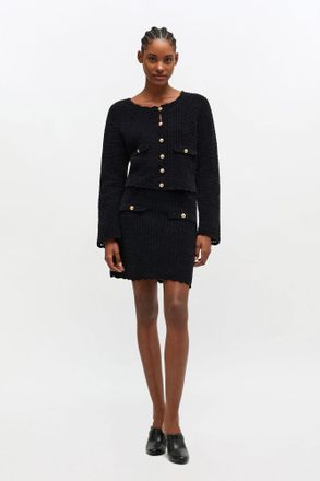 Ganni schwarz Schwarzer H&auml;kel-Minirock Bio-Baumwolle - Gr&ouml;&szlig;e XXS