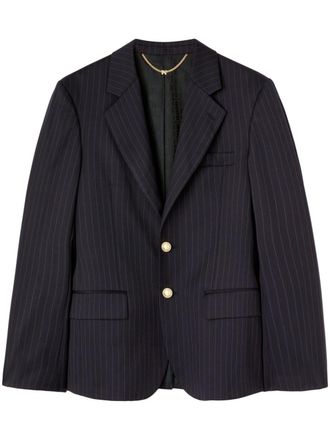 Palm Angels blazer en laine &agrave; fines rayures - Bleu