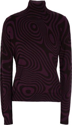 8 by YOOX ORGANIC COTTON PRINTED MOCK NECK KNITTED SWEATER