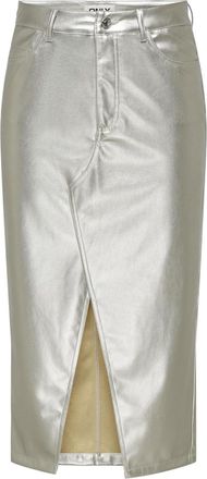 Only Damen ONLLOLA-ELYNA HW Metal Long Skirt PNT Rock, Silver, 48