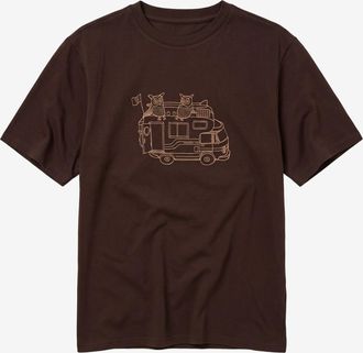 Knowledge Cotton Apparel Herren vegan T-Shirt Frontprint Chocolate Torte Braun