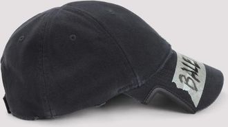Balenciaga Caps & M&uuml;tzen - Distressed Black Cotton Cap With Handwritten Graph - Gr. M - in Grau - f&uuml;r Damen