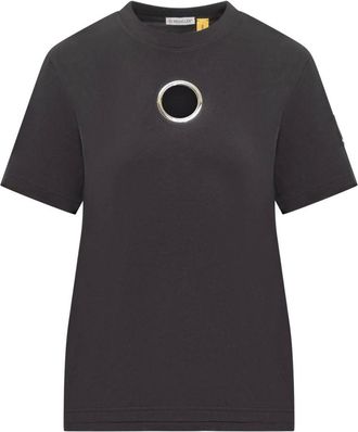 Moncler Femme, Tops, Noir, Taille: 38 FR T-shirt &agrave; col rond