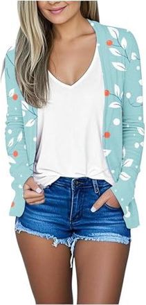 Generic Gilets Cardigan Femme Ete,Chic Et Elegant Fleurie Gilet Veste Ouvert sur Le Devant Été Legere Fluide Manches Longues Cardigans pour Femmes Veste Femme