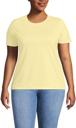 Lands End Supima Kurzarm-Shirt mit rundem Ausschnitt, Damen, Gr&ouml;&szlig;e:56-58 plus, Gelb, Baumwolle, by Lands End