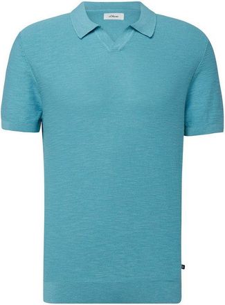 s.Oliver Kurzarmpullover Strickpullover Strick-Poloshirt in Flammgarnstruktur