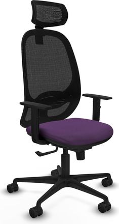 Piqueras y Crespo B&uuml;rostuhl mit 1D-Armlehnen, h&ouml;henverstellbare Lendenst&uuml;tze und Kopfteil, h&ouml;henverstellbar und neigbar, Schwarz/Violett