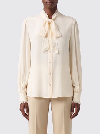 Twinset Chemisier en viscose avec col lavalli&egrave;re et empi&egrave;cements en dentelle