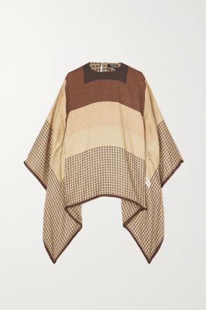 Balmain Poncho Aus Bedrucktem Seiden-jacquard - Braun