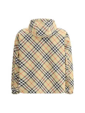 Burberry Mens Reversible Waterproof Jacket Sand Ip Check Polyester Coat