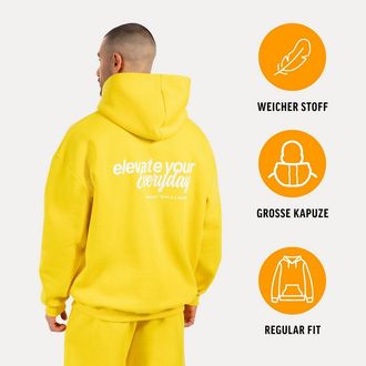 Smilodox Hoodie Tamio, Regular Fit Kapuzenpullover mit Prints auf Brust & R&uuml;cken Flauschiger Stoff Pulli K&auml;ngurutasche & B&uuml;ndchen Sport Freizeit