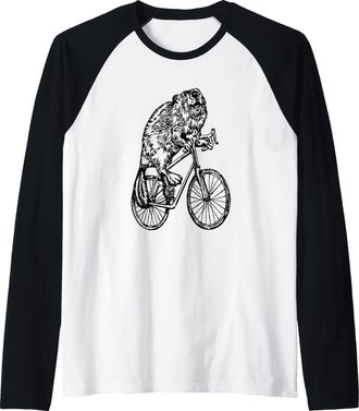 Seembo Biber Radfahren Fahrrad Tier Radfahrer Reiten Fahrrad Raglan