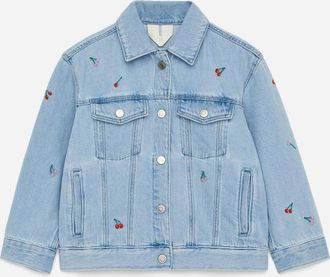 Arket Bestickte Jeansjacke -Blau
