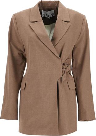 Ganni Femme, Vestes, Brun, Taille: 42 FR Asymmetrical Blazer