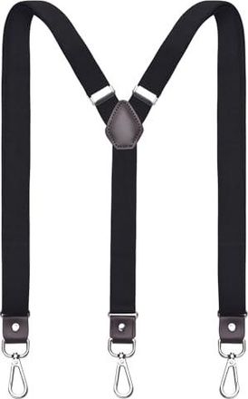 DonDon Bretelles Homme larges - Bretelles noires extra-fortes pour Pantalon de Travail, Costume Large - Clips mousqueton Robustes pour Pantalon en forme de Y
