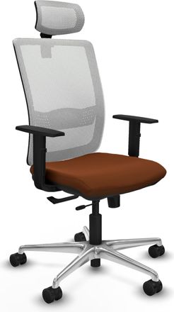 Piqueras y Crespo Ergonomischer Stuhl Beige Haches mit 1D-Armlehnen, h&ouml;henverstellbare Lendenwirbelst&uuml;tze und h&ouml;henverstellbares Kopfteil und Neigungsverstellung, ausge