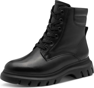Marco Tozzi Marco Tozzi Damen Stiefeletten zum Schn&uuml;ren aus Leder mit Chunky-Sohle, Schwarz (Black), 39 EU