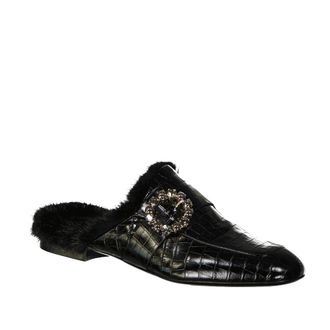 Eleventy Womens Black Calfskin Mules