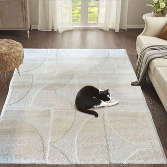 Vimoda Moderne Teppiche Wohnzimmer Schlafzimmer Boho Optik Skandinavisch Hochtief, Farbe:635C, Maße:120x170 cm