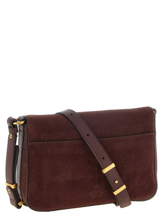 Pinko Love Satchel Suede Crossbody Bag - Burgundy
