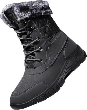 Generic Bottes de neige larges pour homme - Bottes dhiver doubl&eacute;es chaudes - Chaussures de marche &agrave; lacets - Semelles antid&eacute;rapantes - Chaussures de combat re
